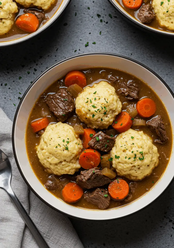 Savory Beef Stew and Dumplings - Sophiacooking
