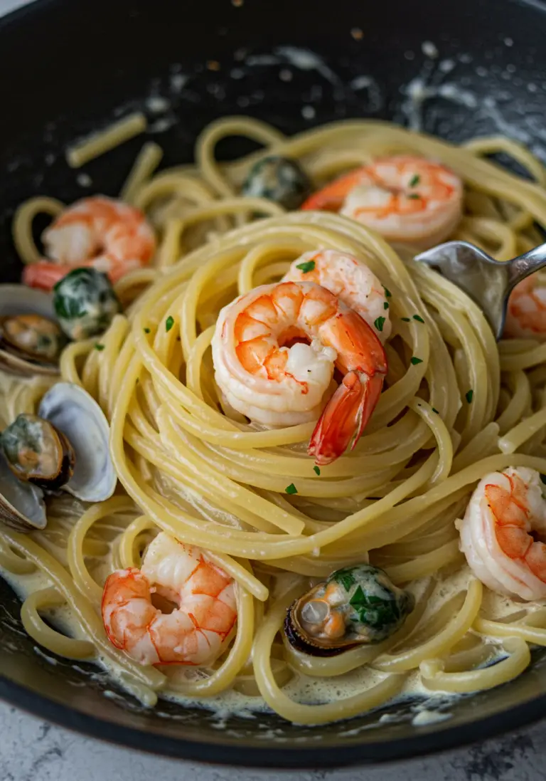 Seafood Linguine with White Sauce - Sophiacooking