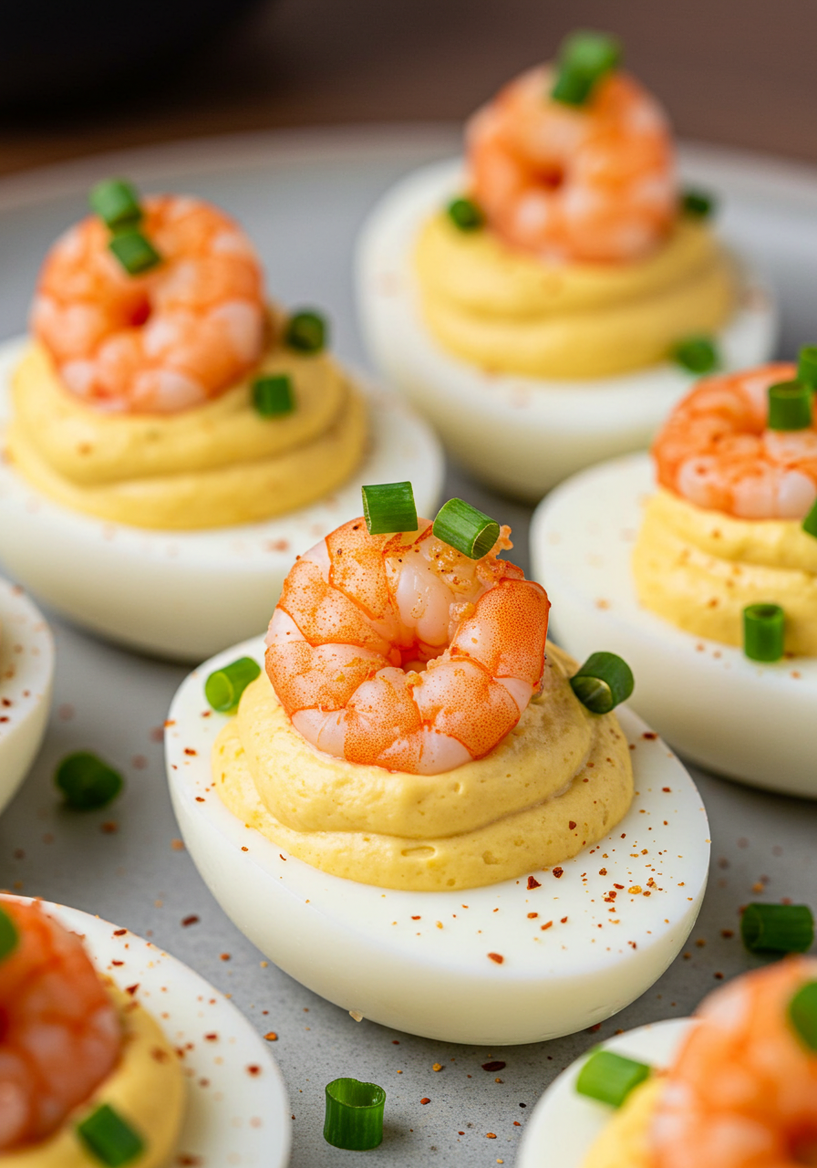 Cajun Shrimp Deviled Eggs - Sophiacooking