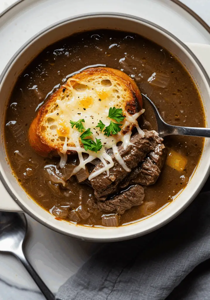 French Onion Beef Short Rib Soup