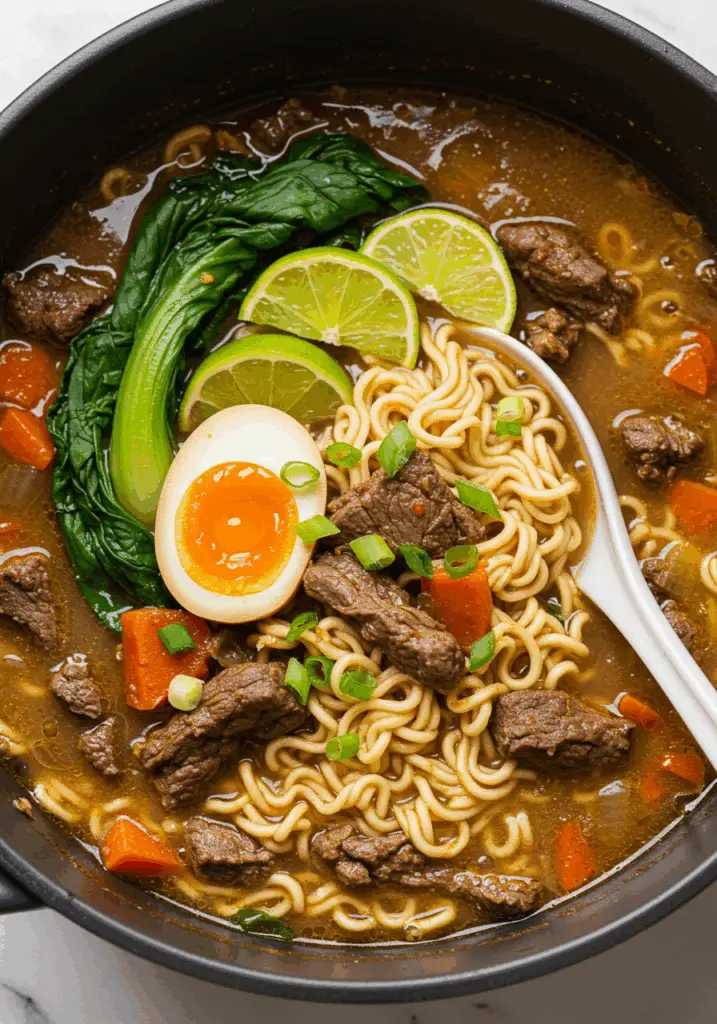 Slow Cooker Beef Ramen Noodles - Sophiacooking