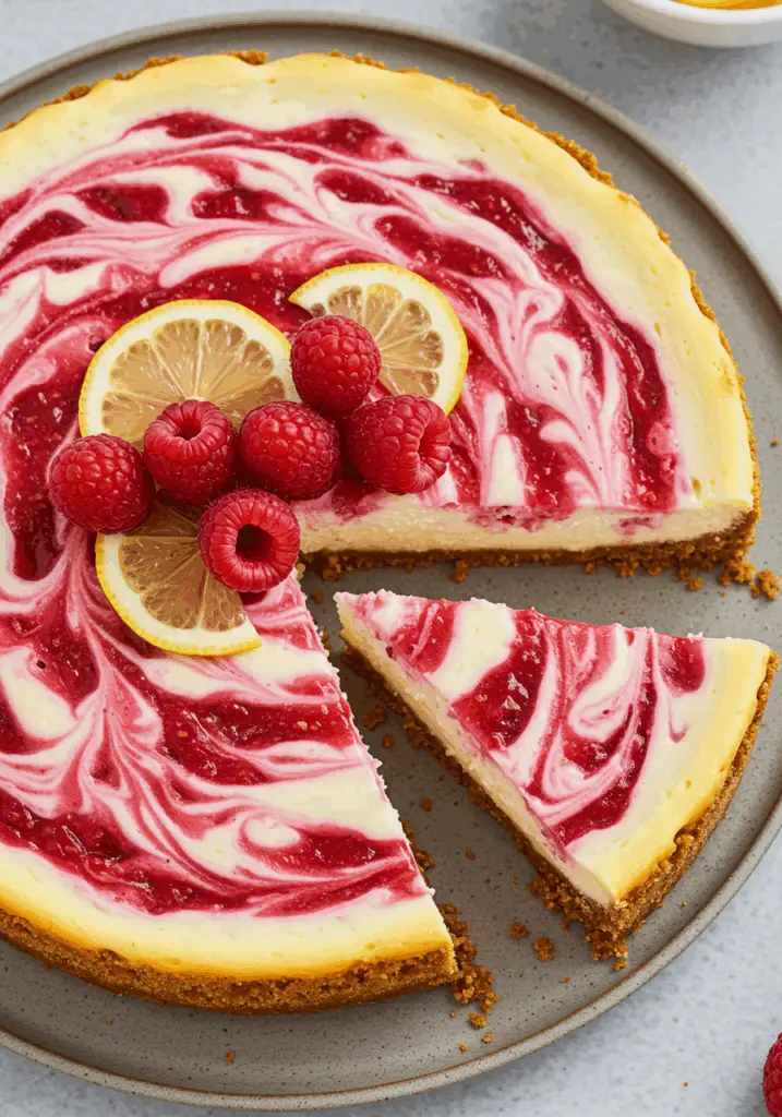 No-Bake Lemon Raspberry Cheesecake - Sophiacooking