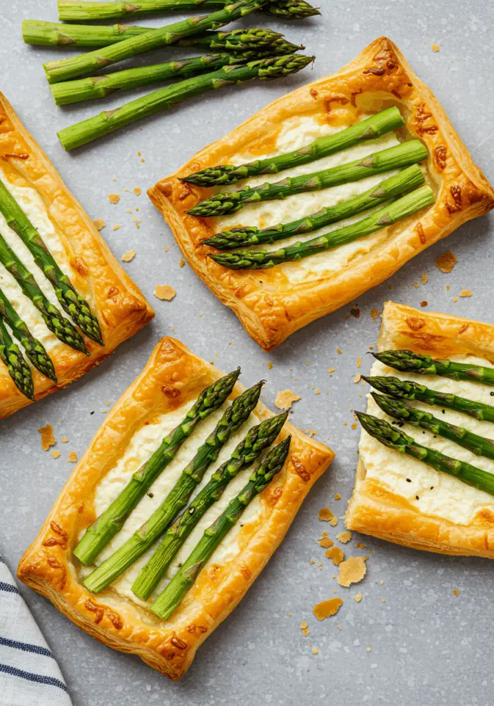 Asparagus Puff Pastry Tarts - Sophiacooking