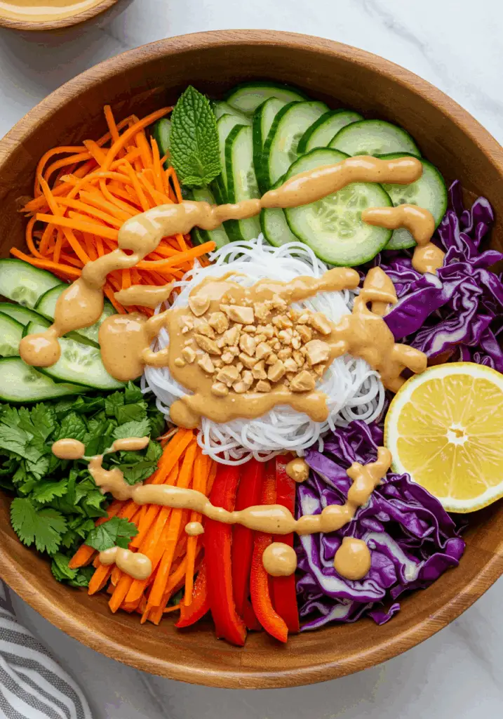 Spring Roll Salad with Peanut Dressing