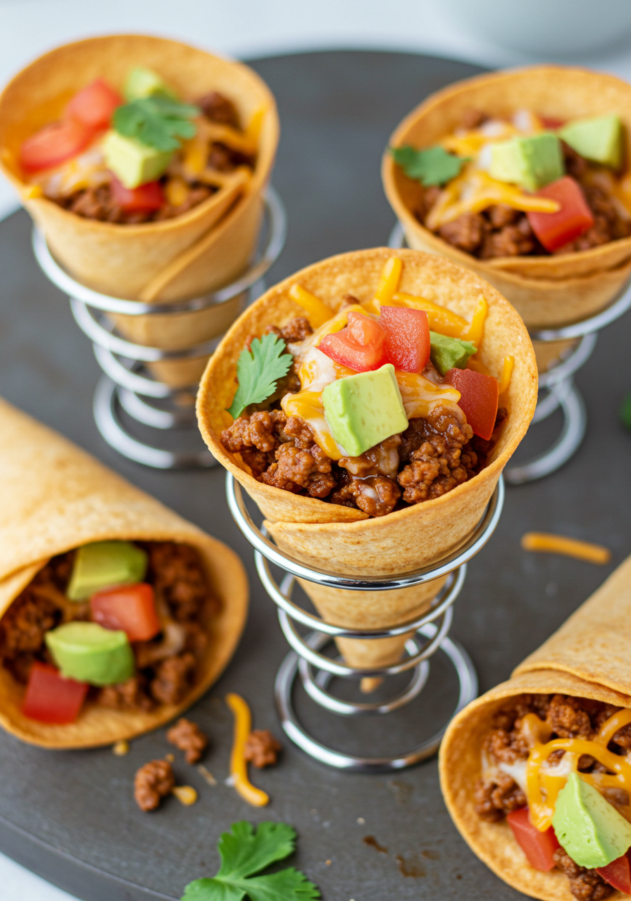 Healthy Taco Pizza Cones - Sophiacooking