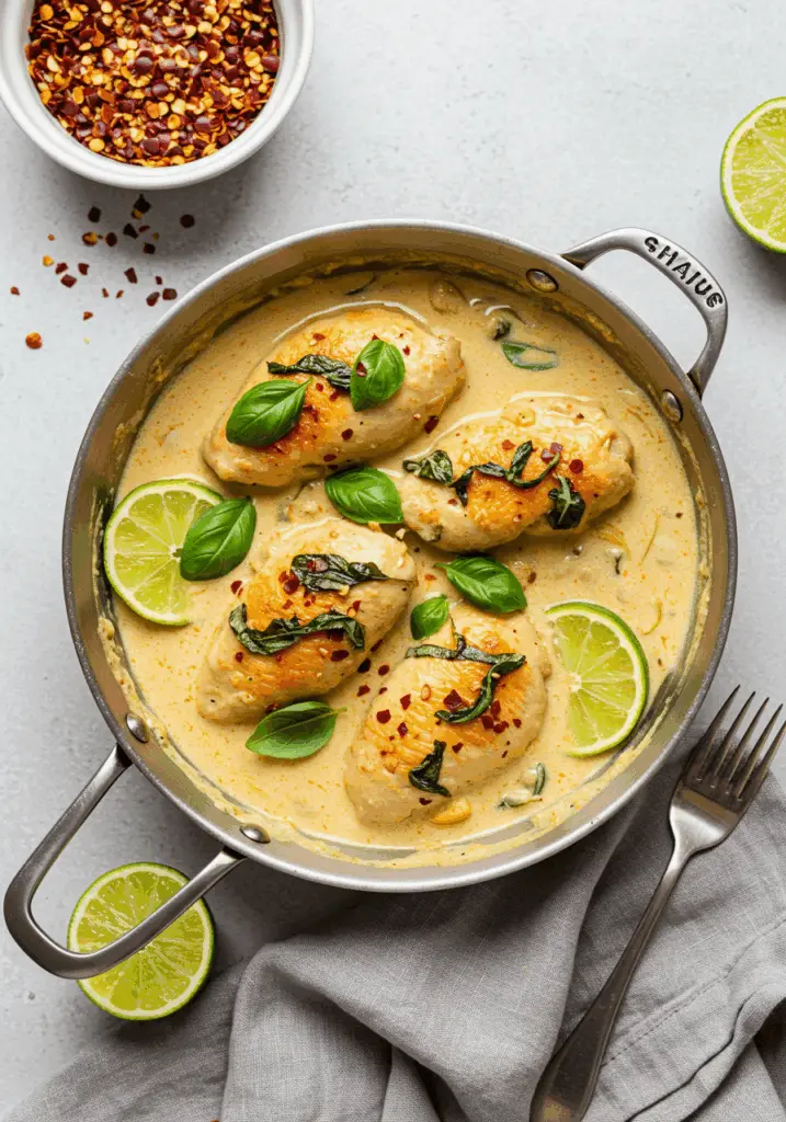 Basil Chicken with Coconut Curry Sauce - Sophiacooking