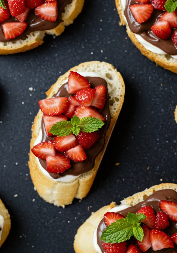 Chocolate Strawberry Bruschetta - Sophiacooking