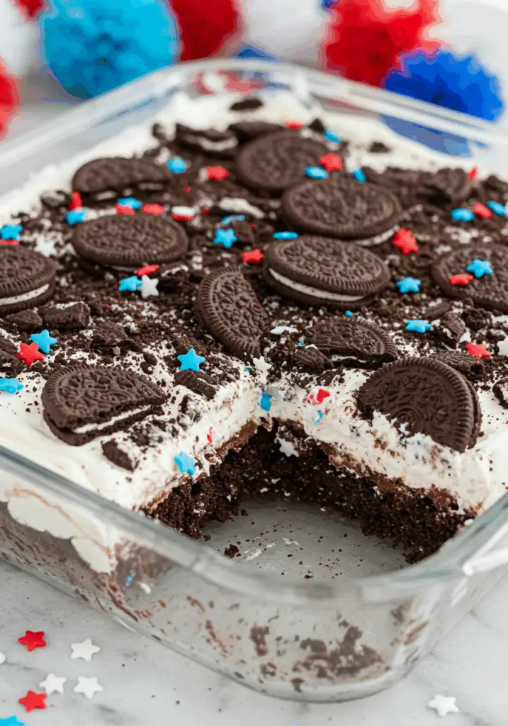 No Bake Fireworks Oreo Cheesecake Bars