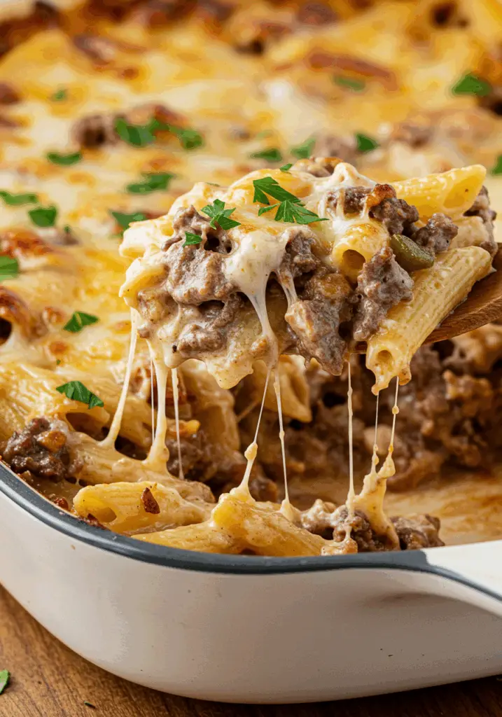 Philly Cheesesteak Pasta Bake