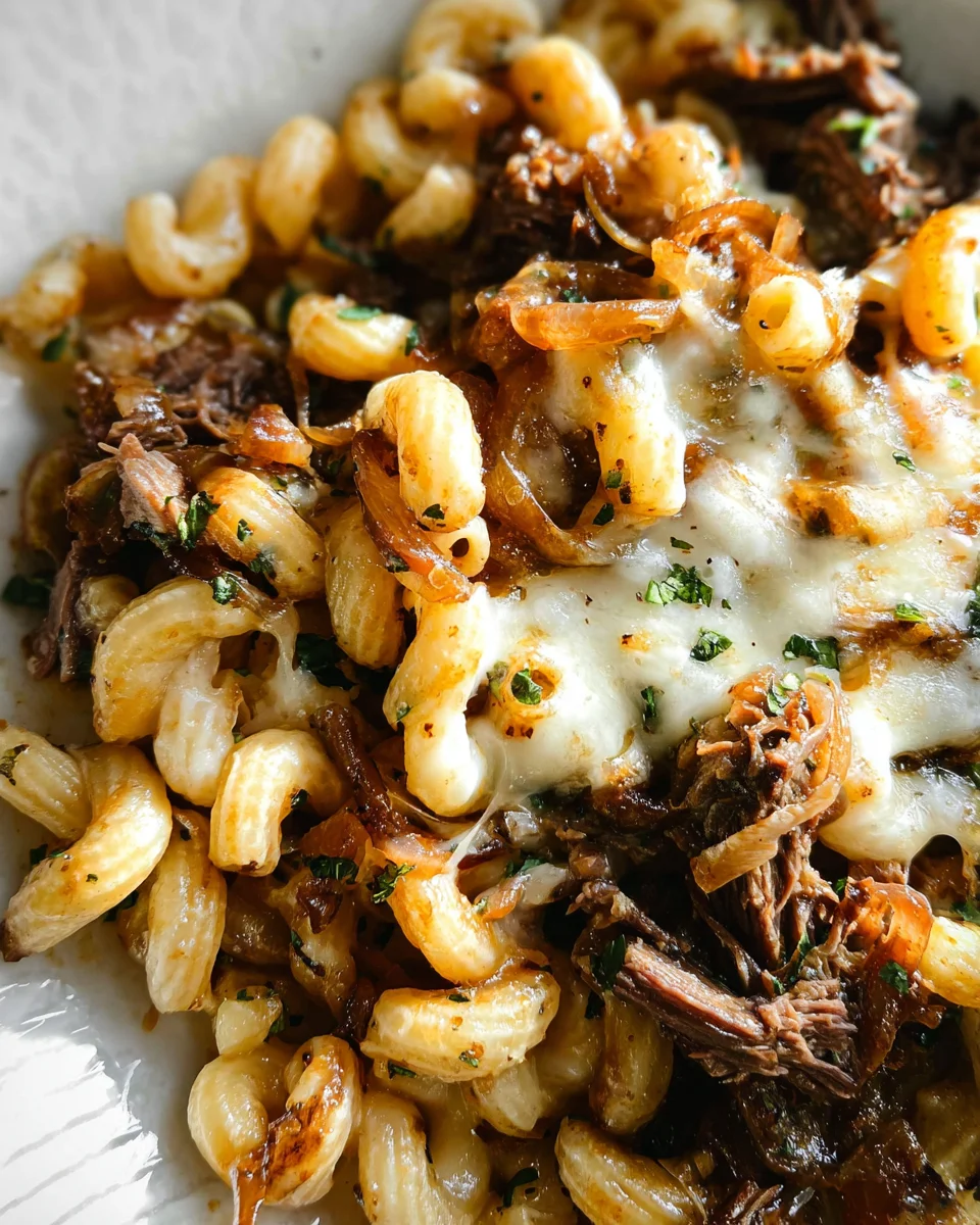 Hearty French Onion Pasta with Braised Beef & Caramelized Onions