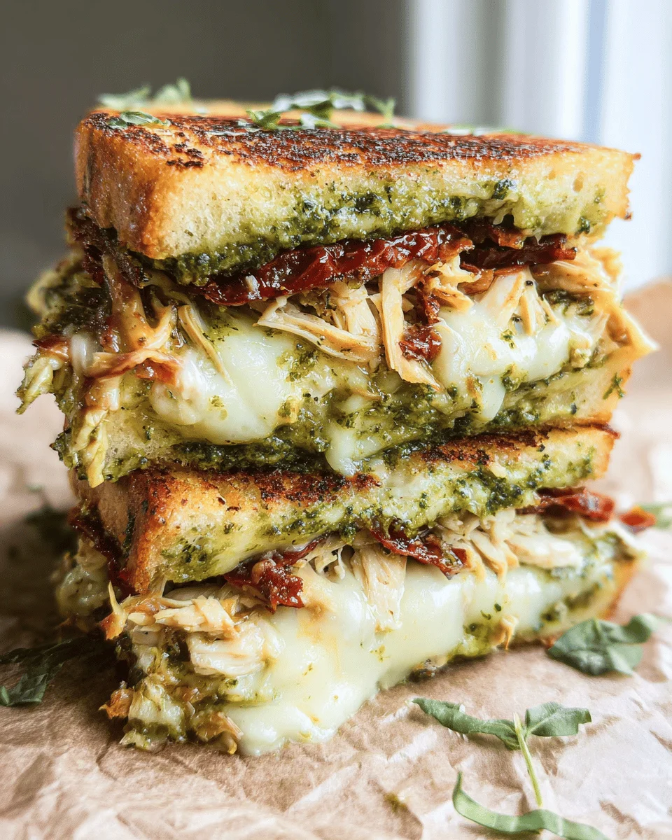 MEGA Chicken Pesto Grilled Cheese Sandwich