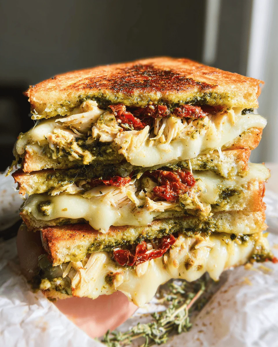 MEGA Chicken Pesto Grilled Cheese Sandwich