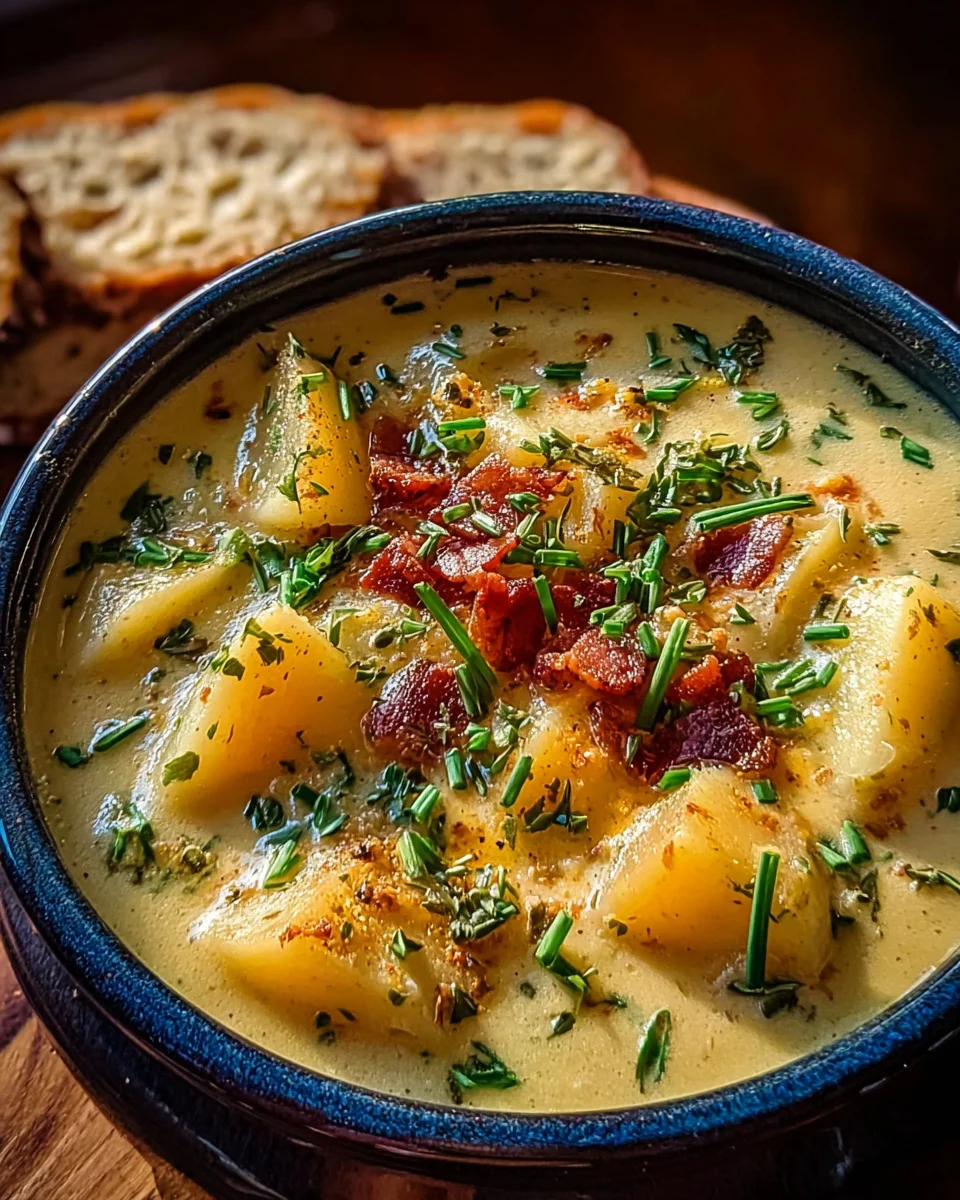 Hearty Cheddar Garlic Herb Potato Soup