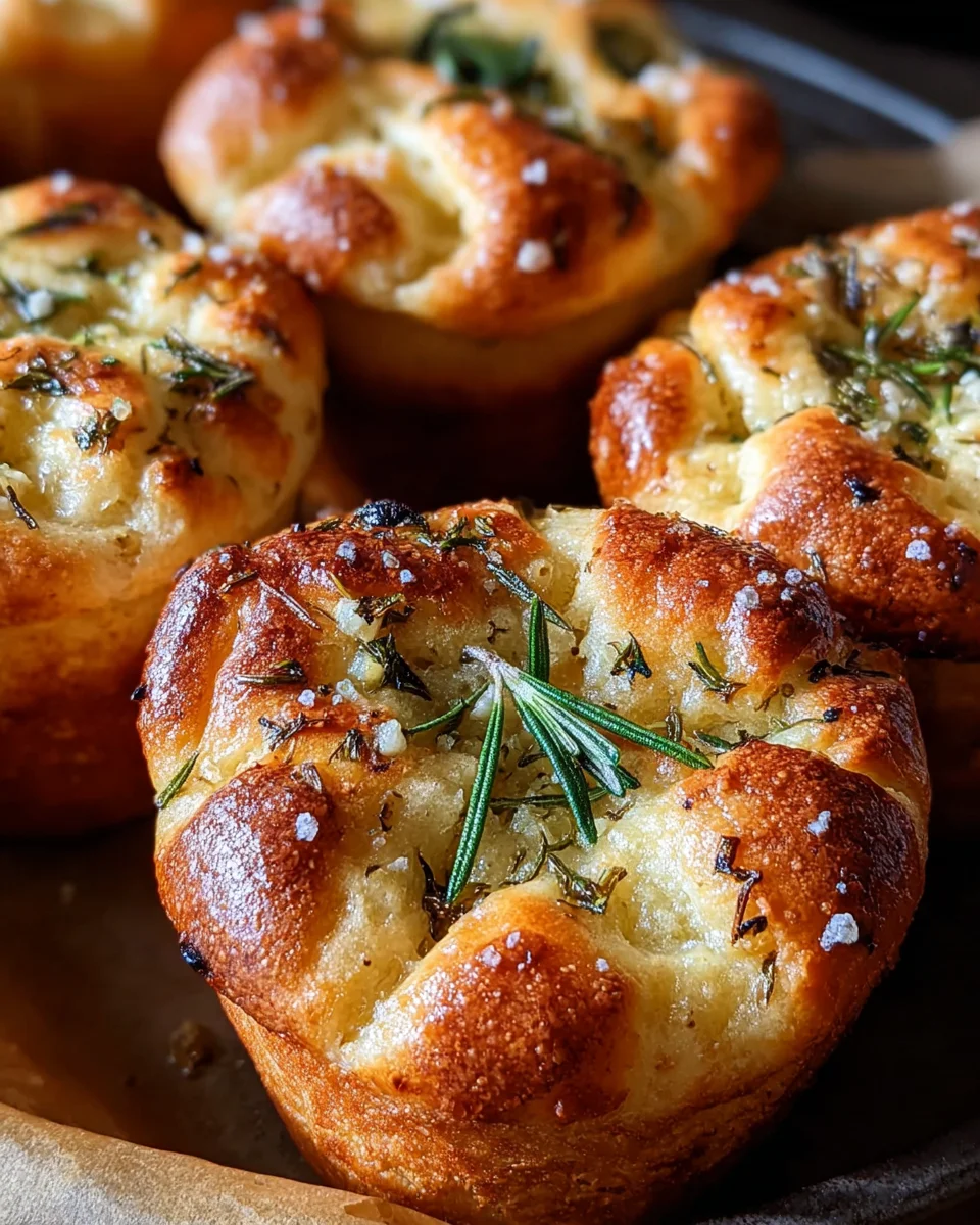 Easy Garlic Rosemary Focaccia Muffins