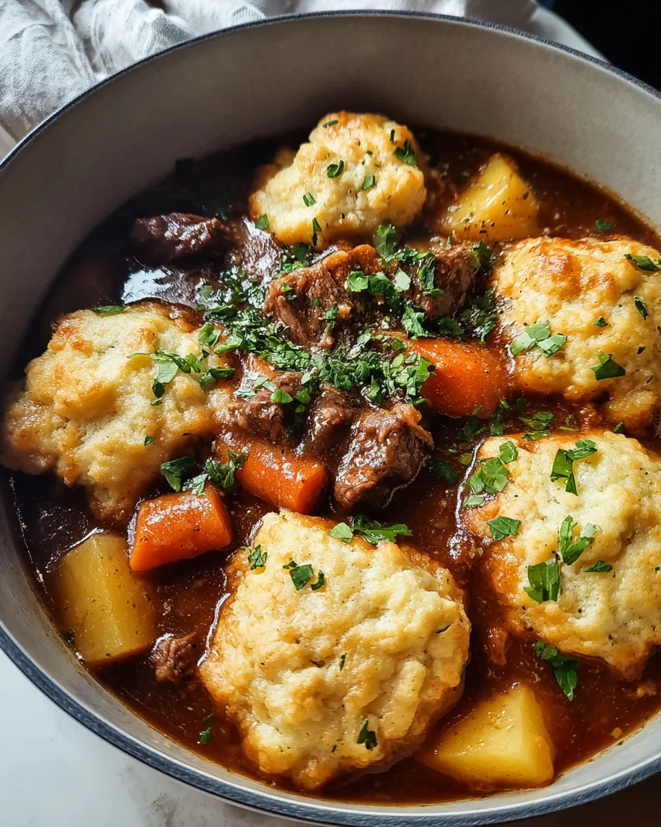 Tasty Beef Stew and Dumplings