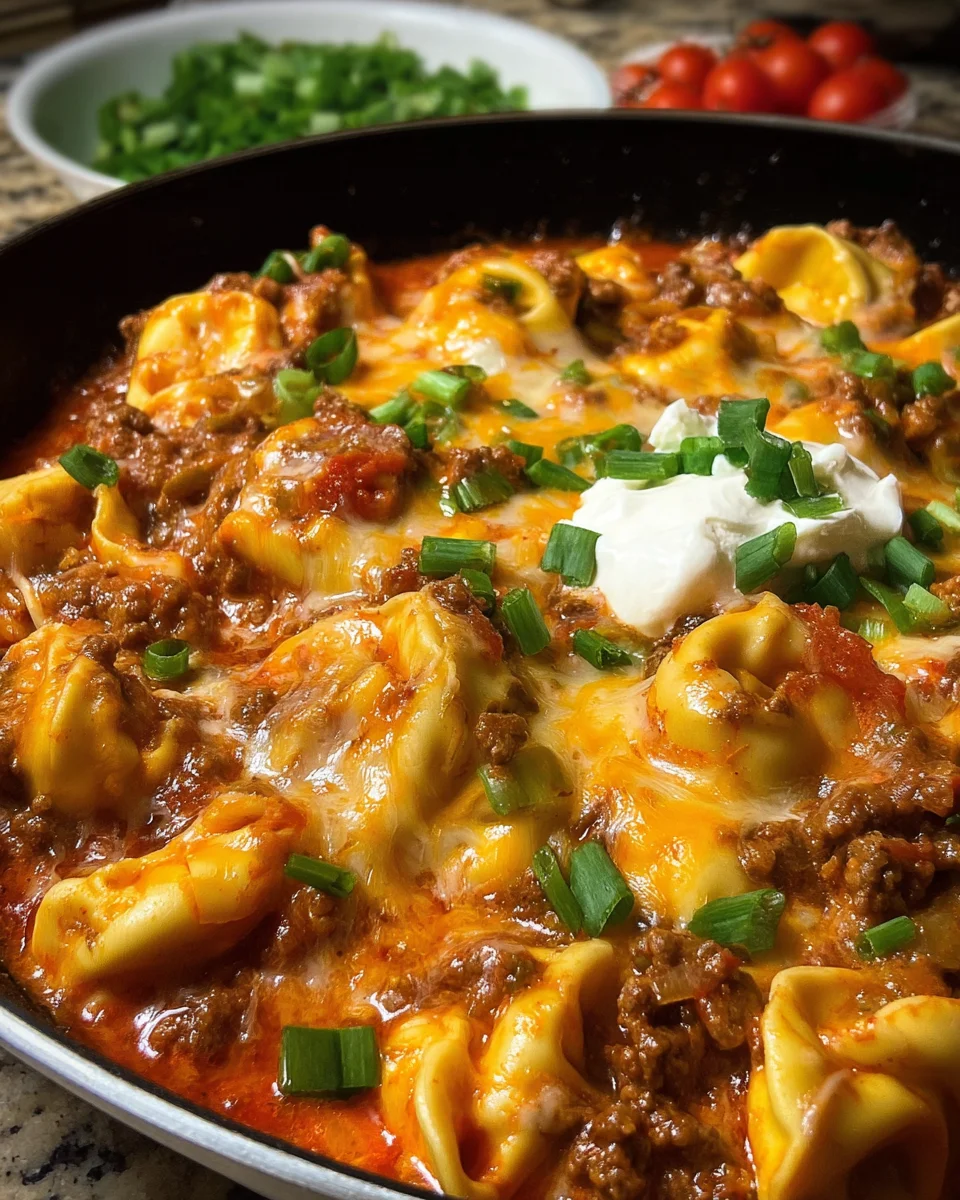 Cheesy Taco Tortellini Skillet