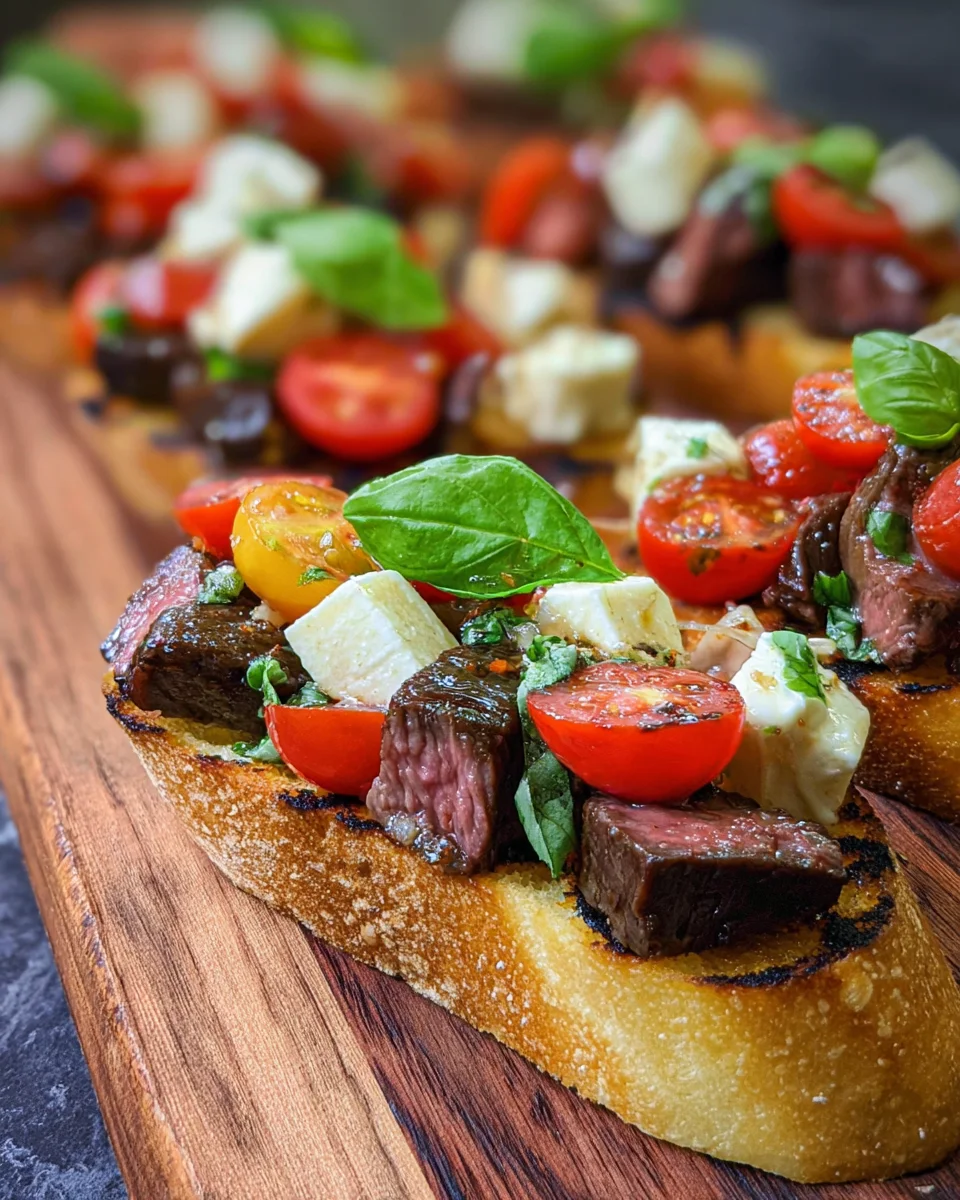 Grilled Steak and Tomato Crostini