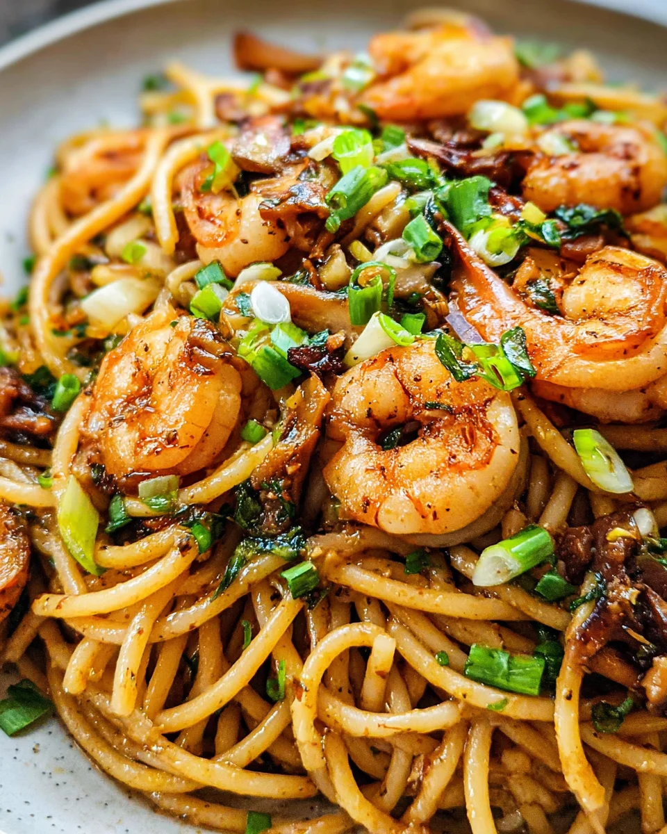 Shrimp Shiitake Noodles